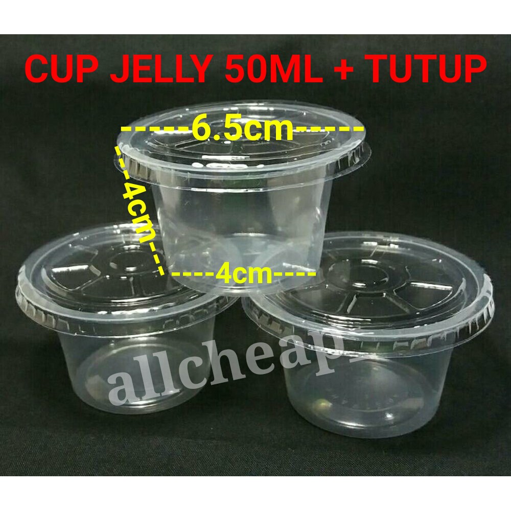 Jual 50Pcs CUP JELLY AGAR PUDING gelas plastik es krim pudding bening +tutup 50ml | Shopee Indonesia