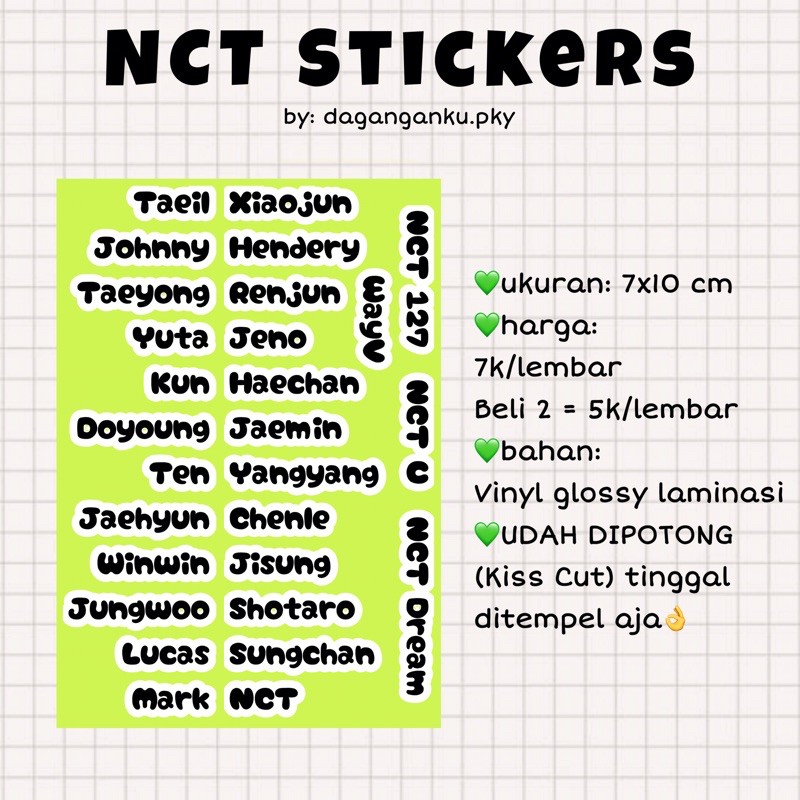 Jual NCT MEMBER STICKERS | Stiker NCT OT23 | Shopee Indonesia