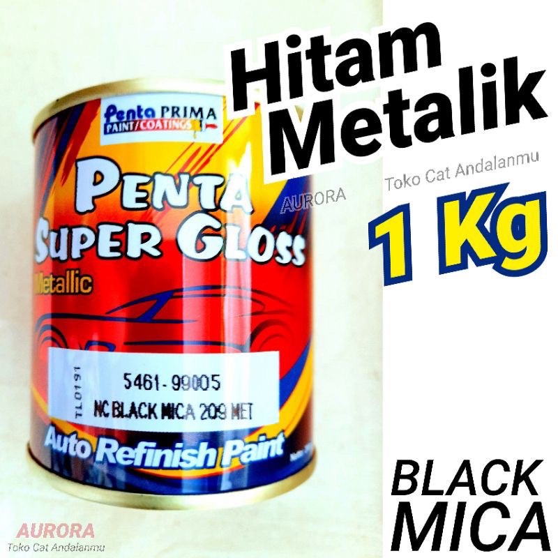 Jual Cat Penta Super Gloss NC Black Mica 209 Met 1Kg Hitam Metalik ...