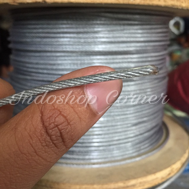 Jual Kawat Seling baja PVC ukuran 3 mm harga per 10 meter | Shopee Indonesia