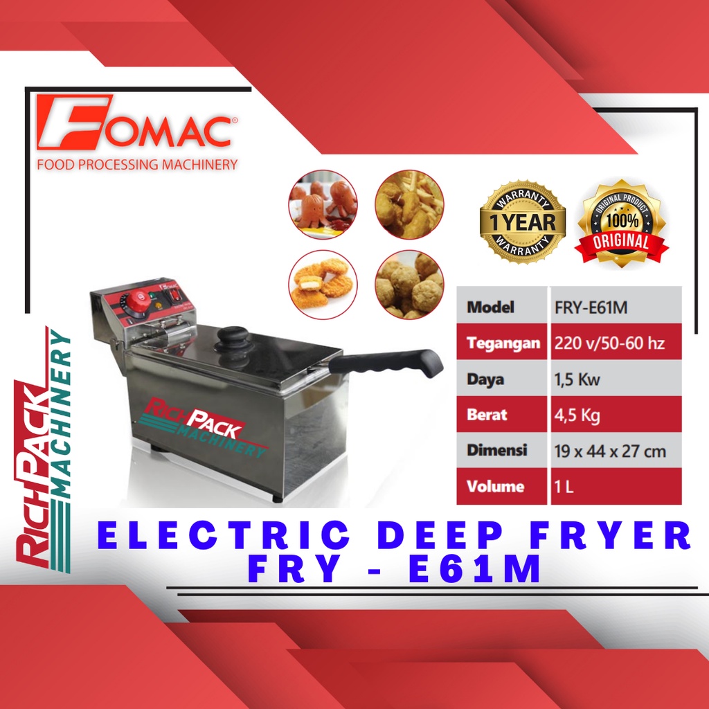 Jual Fomac FRY-E61M Electric Deep Fryer Penggorengan Makanan Listrik ...