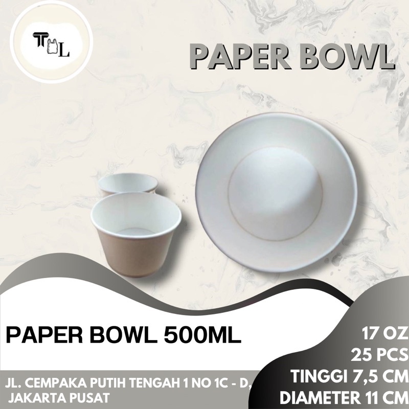 Jual Paper Bowl 500ml + Tutup / Paper Bowl 650ml + Tutup / Paper Bowl ...