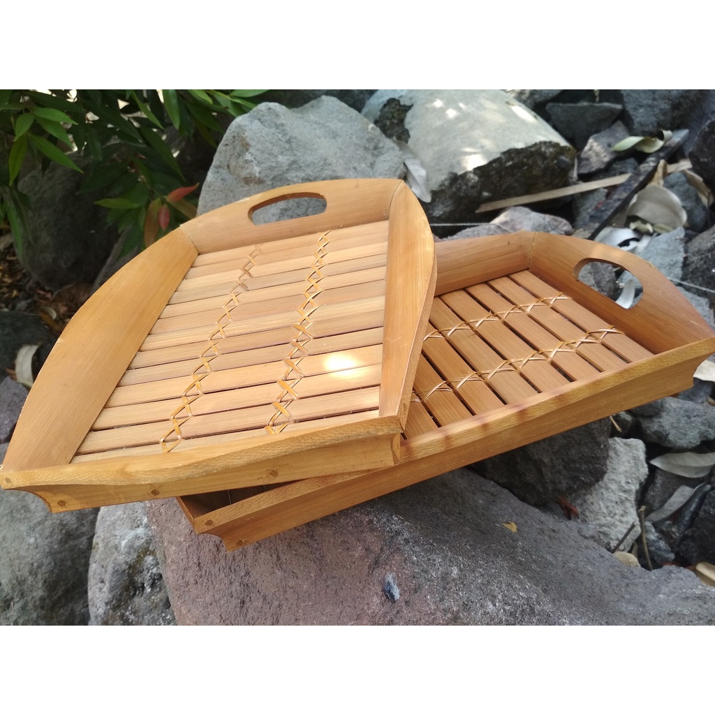 Jual Nampan bambuu warna coklat natural ukuran kecil | Shopee Indonesia