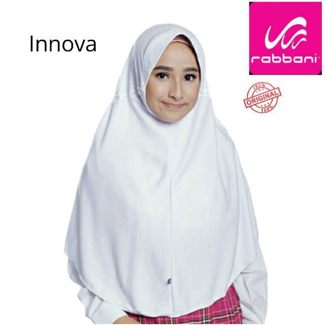 Jual Kerudung Sekolah Anak INNOVA Rabbani ORI S - XL Bergo Kaos Serut Belakang Pita Renda Jilbab ...