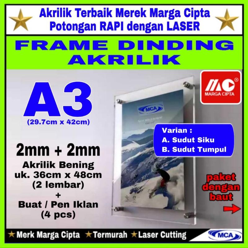 Jual Frame Akrilik A3 / Acrylic Frame / Frame Dinding / Marga Cipta ...
