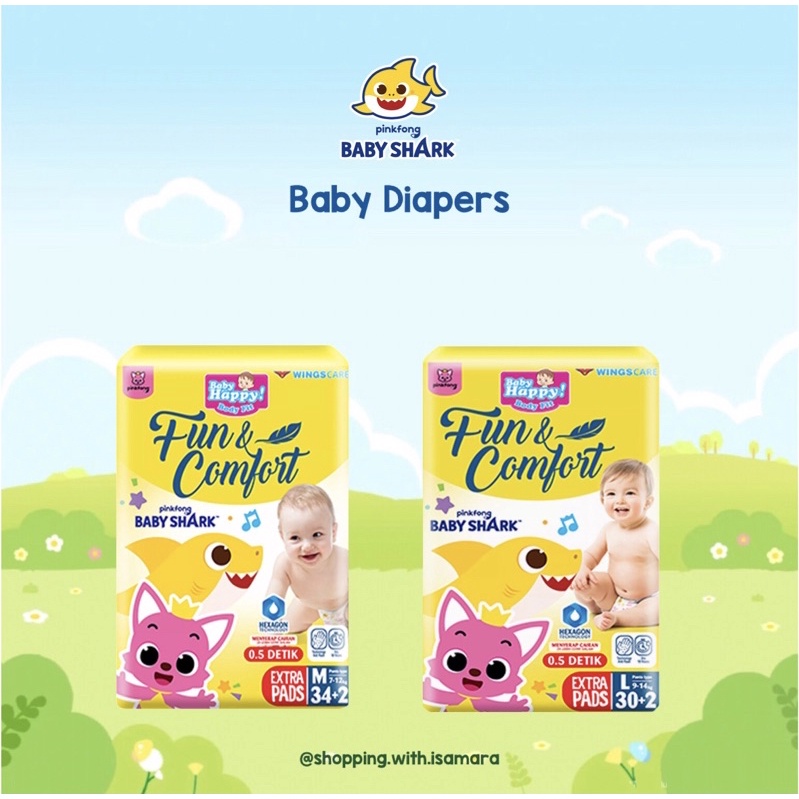 Jual Baby Happy Pinkfong Baby Shark Baby Diapers / Popok Sekali Pakai ...