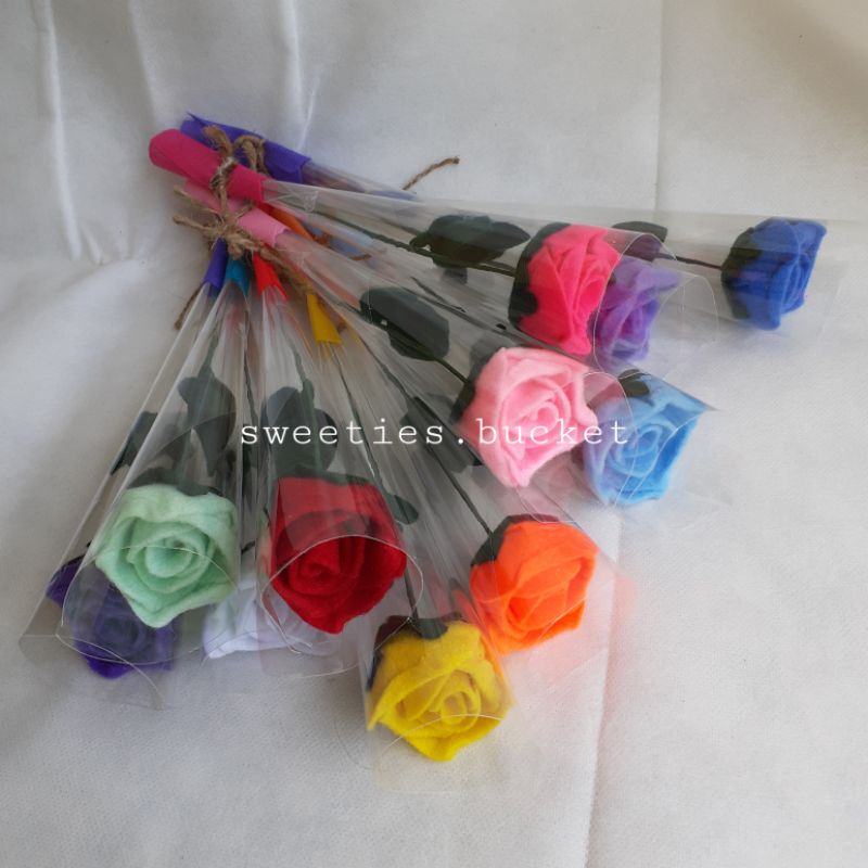 Jual Buket Bunga Mawar Flanel||Buket Bunga Satuan||Buket Bunga Single ...