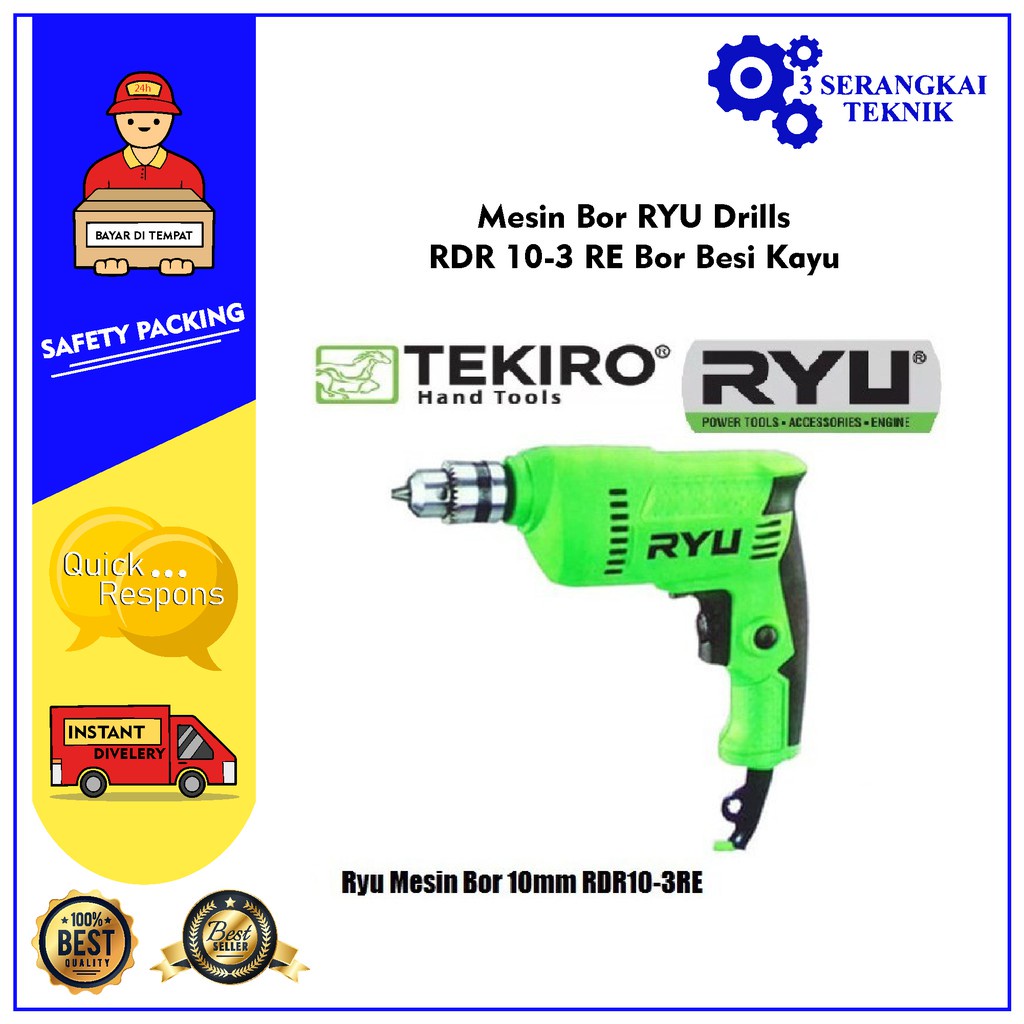 Jual Mesin Bor RYU Drills RDR 10-3 RE Bor Besi Kayu | Shopee Indonesia