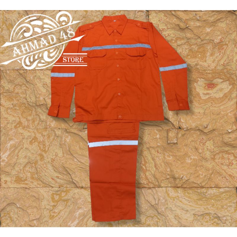 Jual SETELAN WEARPACK/SAFETY/TAMBANG/PROYEK LENGAN PANJANG OREN ...