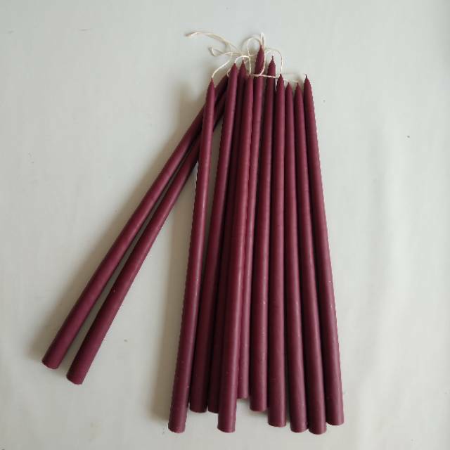 Jual Taper candle /maroon 30cm/lilin panjang /lilin lancip | Shopee ...