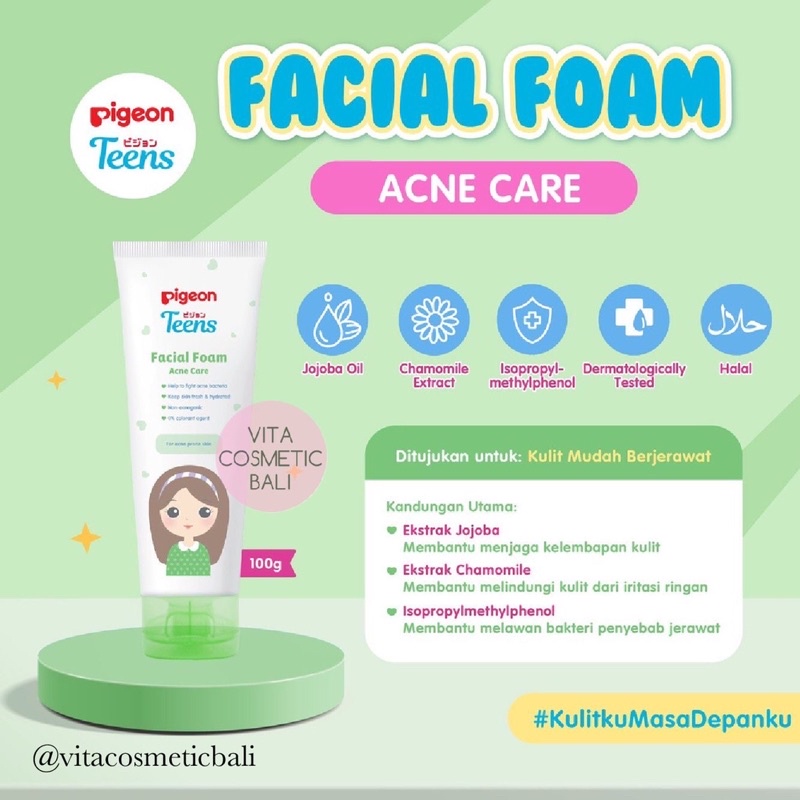 Jual PIGEON TEENS Facial Foam Acne Care 100 ml Sabun cuci muka Facial ...