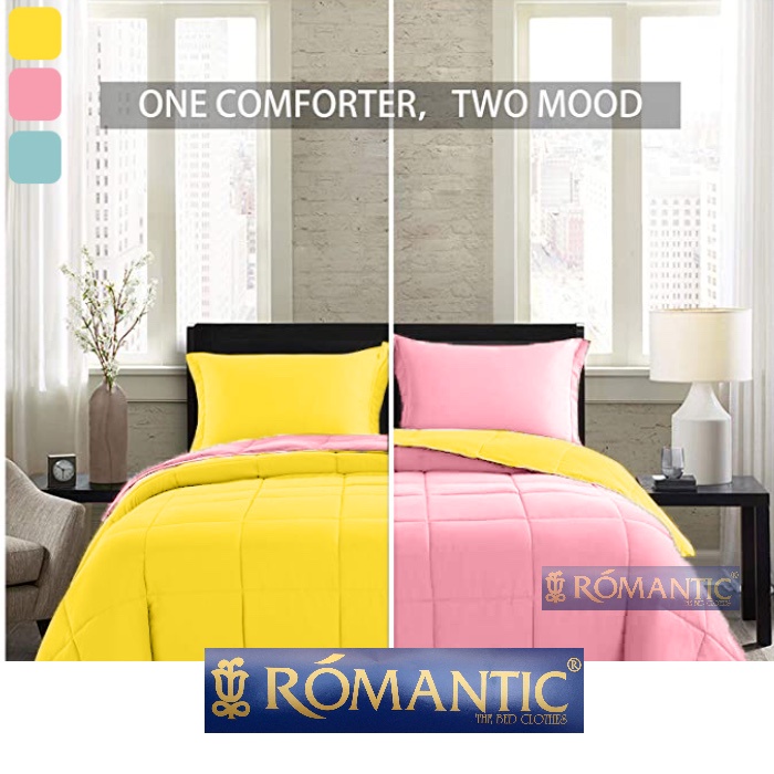 Jual Two Tone Bedcover Katun Jepang Yellow x Pink Baby Biru muda langit ...