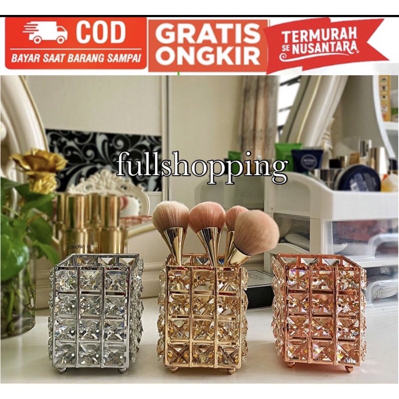 Jual (GARANSI PECAH) TEMPAT KUAS MAKEUP CRYSTAL TEMPAT BRUSH MAKEUP ...