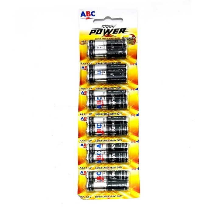 Jual BATERAI BATTERY ABC SUPER POWER AAA/A3 1,5 Volt (@ 1 renceng ...