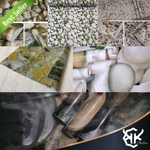 Jual Wallpaper Dinding Motif Batu Alam 45cm x 100cm Batu Alam Abu ...