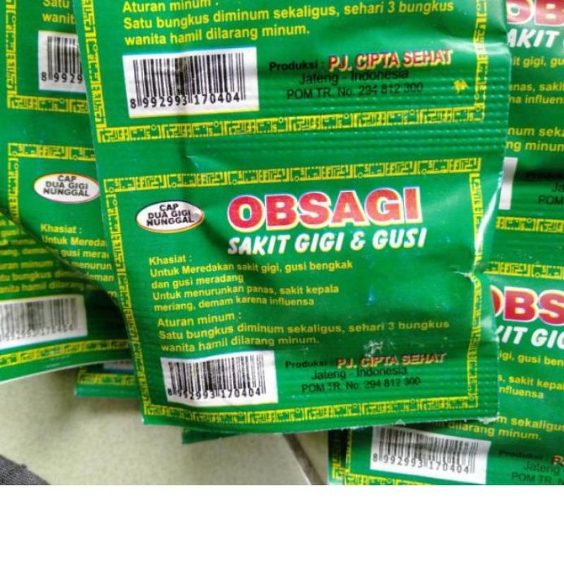 Jual OBSAGI sakit gigi-gusi bengkak-isi 10 sachet / renceng AMPUH ...