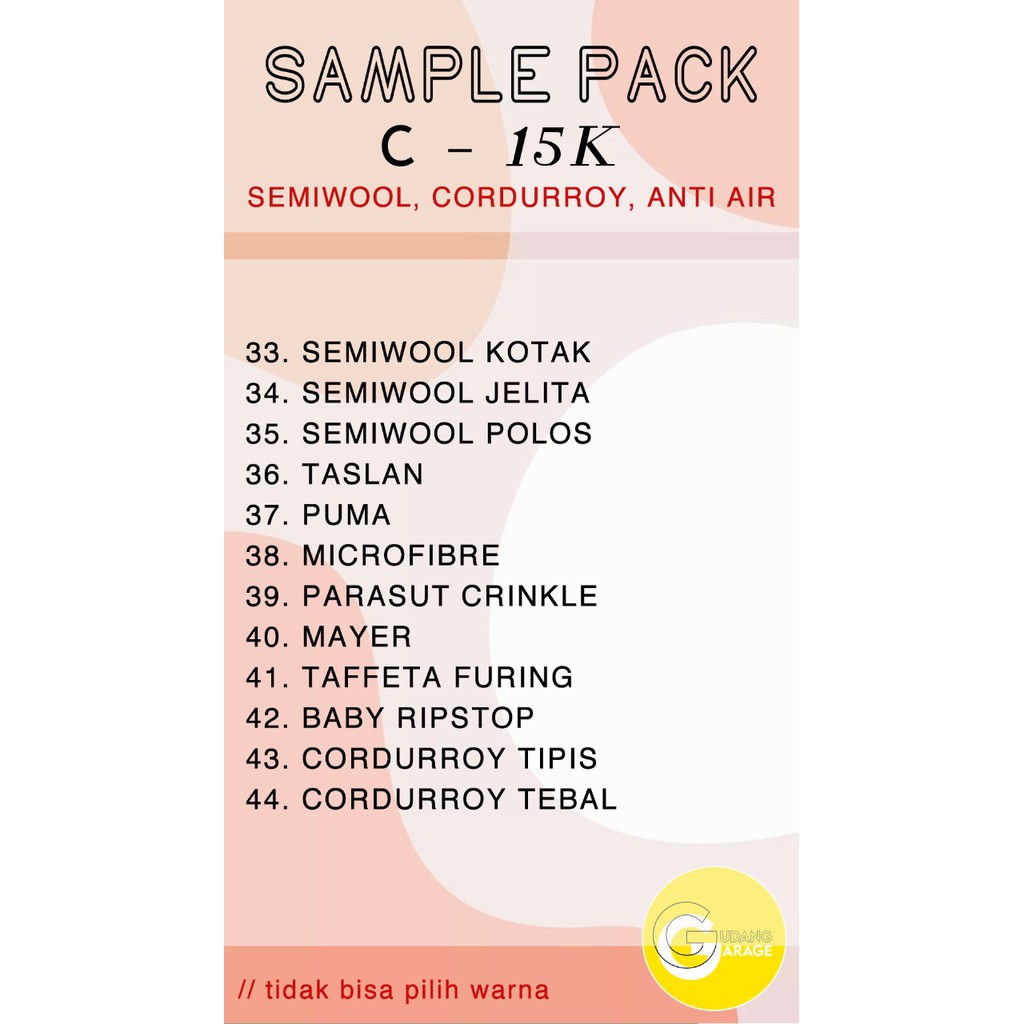 Jual Sample Pack Kain Gudang Garage swatches | Shopee Indonesia