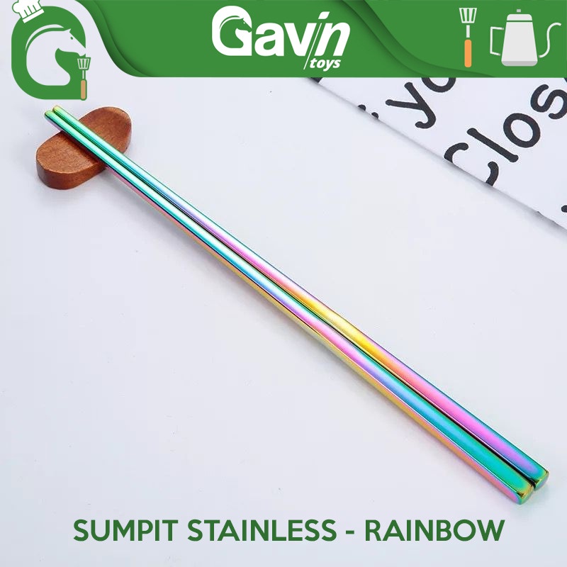 Jual Sumpit Makan Stainless Korean Chopstick Sumpit Hotel Korea Rainbow ...