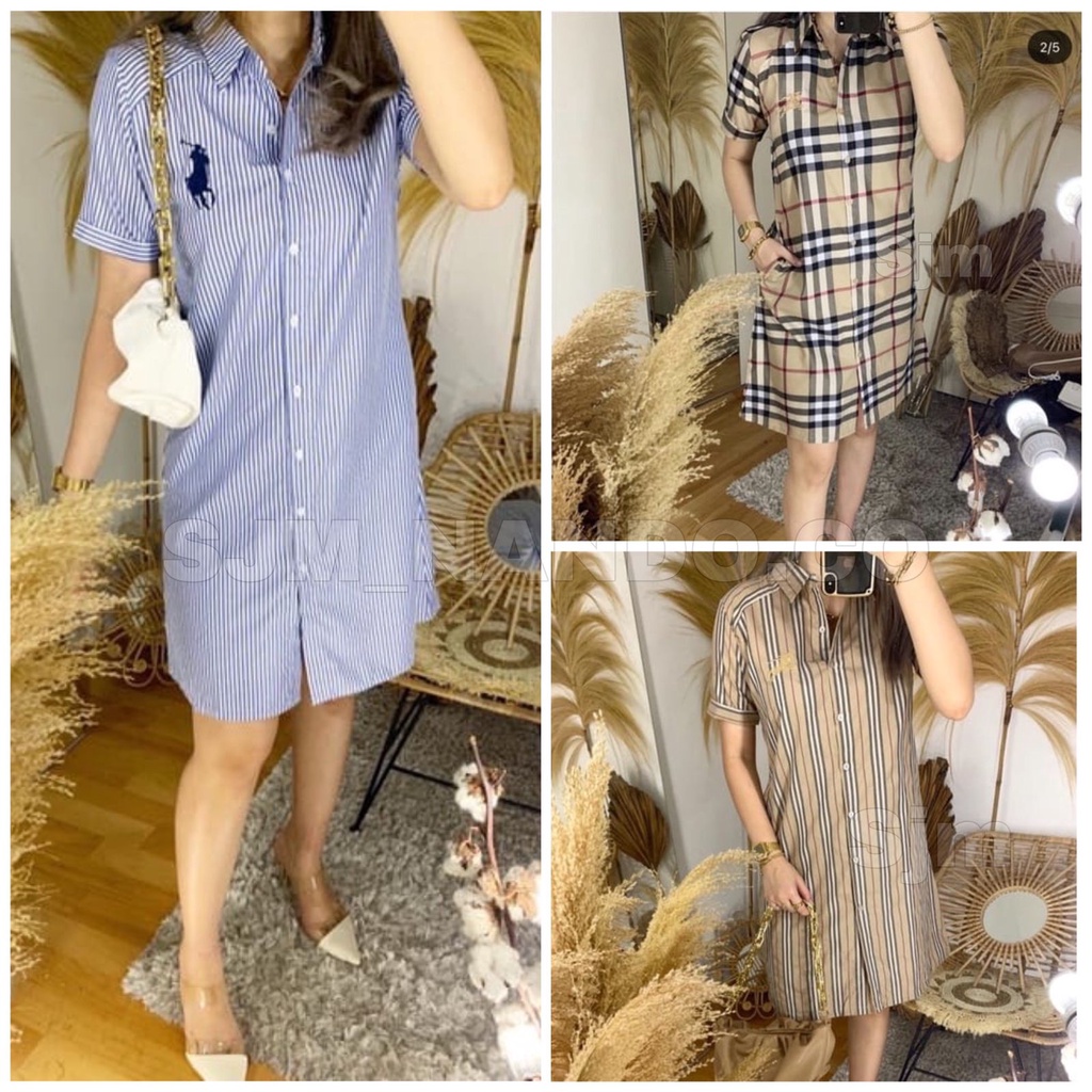 Jual NANDO DRESS LENGAN PENDEK WANITA BAHAN KATUN MOTIF SALUR POLOO FIT TO XL 948 | Shopee Indonesia