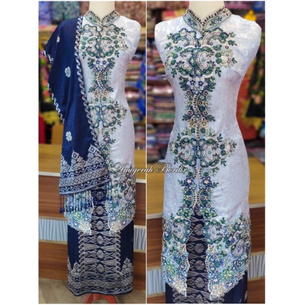 Jual Atasan Kebaya Bordir Payet Kombinasi Songket Tenun | Shopee Indonesia