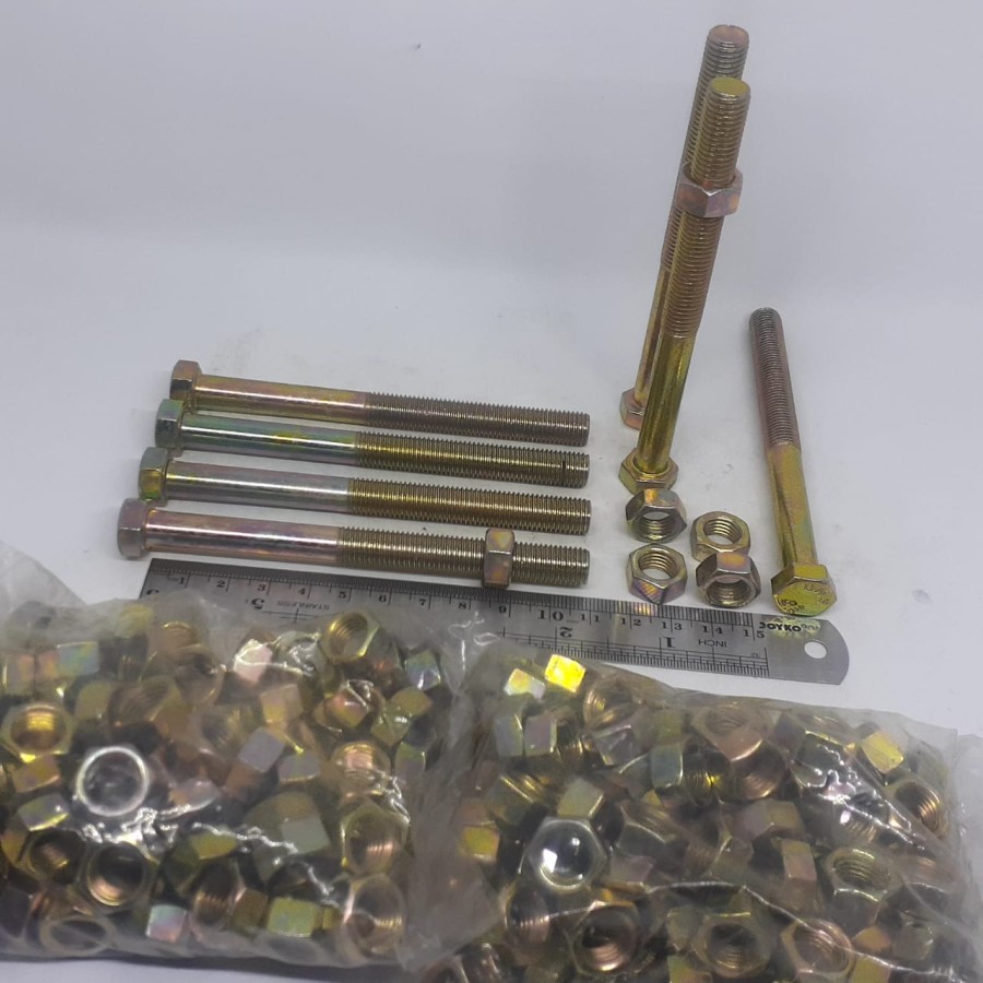 Jual BAUT MUR M10 X 110 KUNING BMK M10X110 PANJANG 11CM 11 CM KUNCI 14 ...