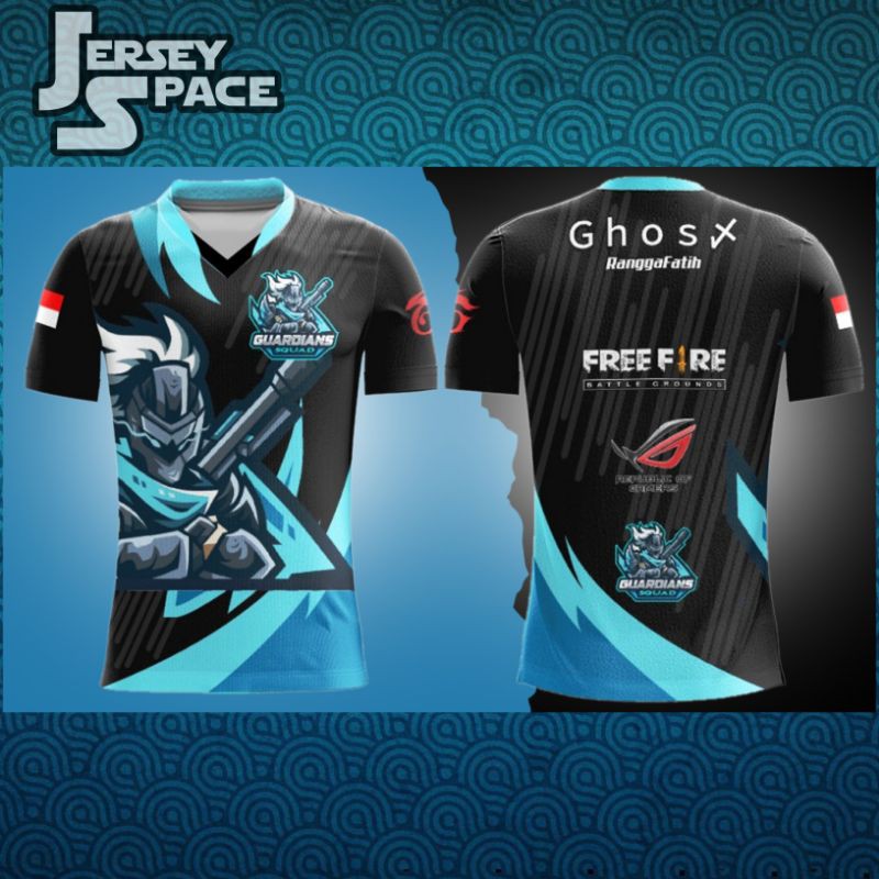 Jual Kaos Jersey Game FF MLBB AOV PUBG free costum design nickname dan ...