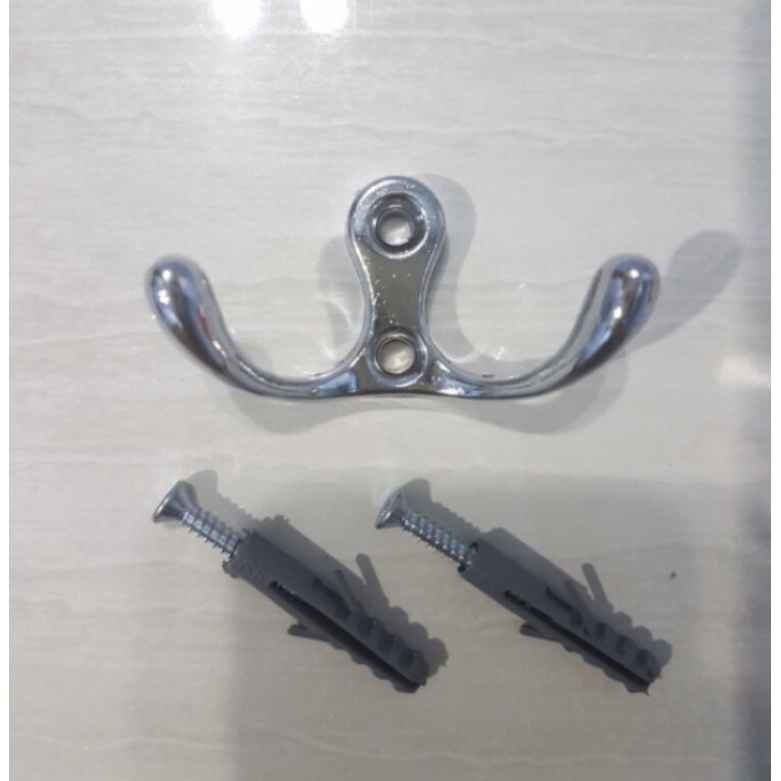 Jual Gantungan Baju Dinding Double 2 Titik Cantolan Wall Hook Kapstok ...