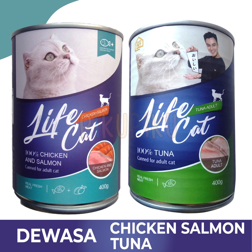 Jual Life Cat Kaleng KITTEN & DEWASA Chicken Salmon/Tuna/Salmon - 400 ...