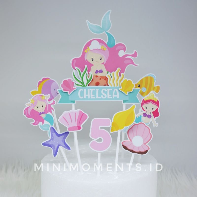 Jual Cake Topper 3D Custom Nama Karakter Mermaid Putri Duyung - Alat ...