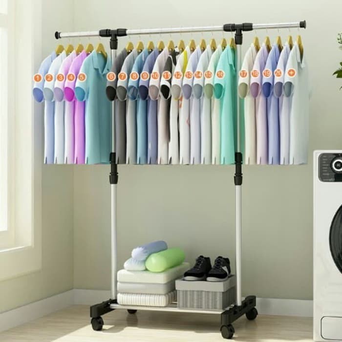 Jual STAND HANGER RODA ROD RACK RAK GANTUNG SERBAGUNA MULTIFUNGSI BAJU ...