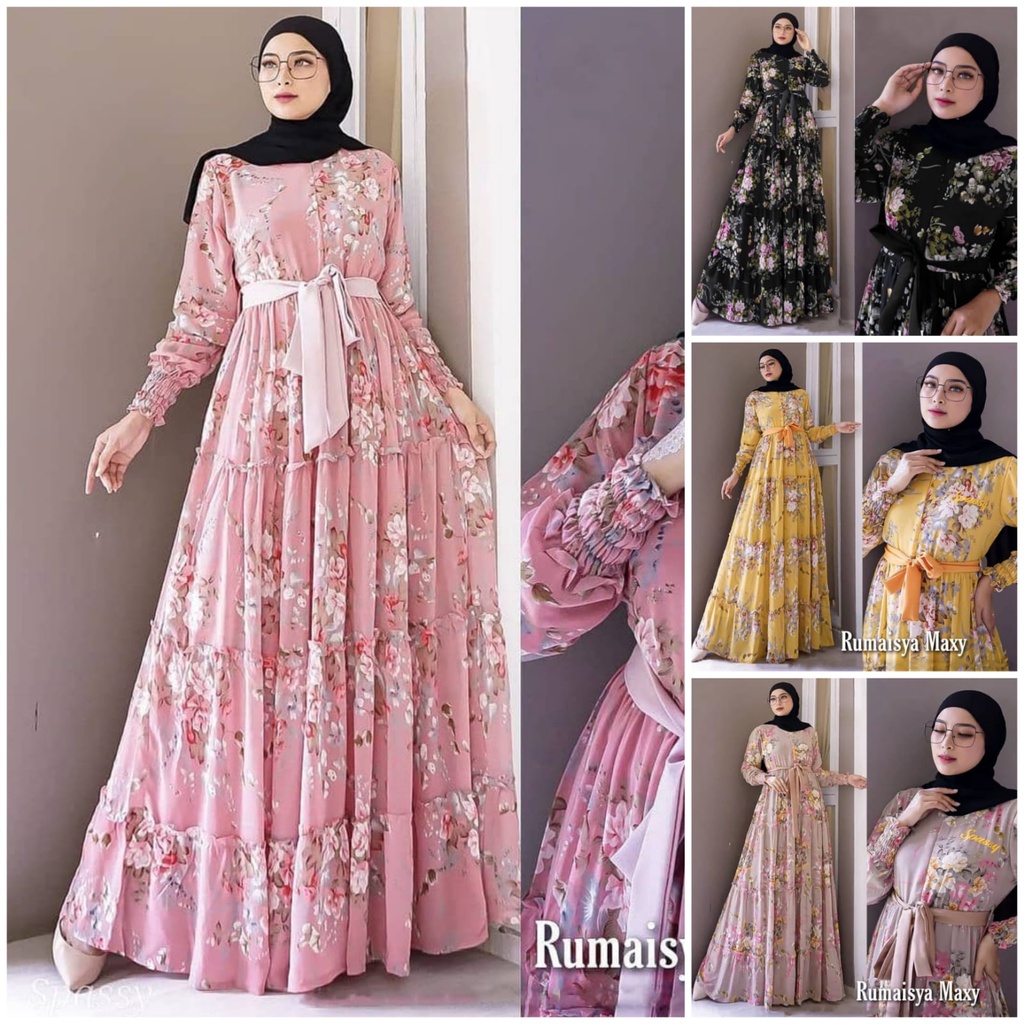 Jual GAMIS MONALISA RUMAISYA MAXY BAJU MUSLIM WANITA BAJU MOTIF BUNGA TERBARU BAJU GAMIS REMAJA ...