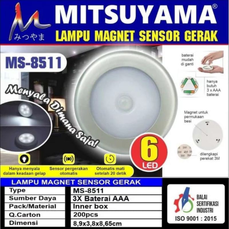 Jual Mitsuyama Lampu Magnet Sensor Gerak MS8511 | Shopee Indonesia