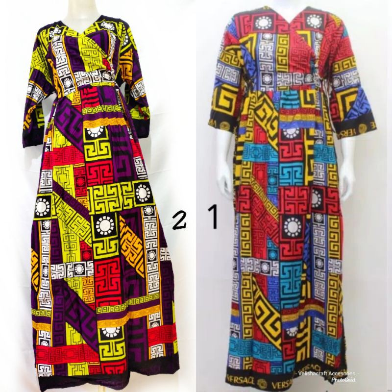 Jual Longdress Kartika batik lengan 3/4 gamis baju Versace 0520 ...