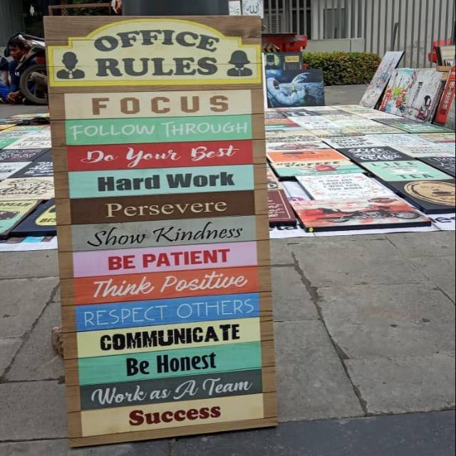 Jual Poster Kayu Office Rules | Shopee Indonesia