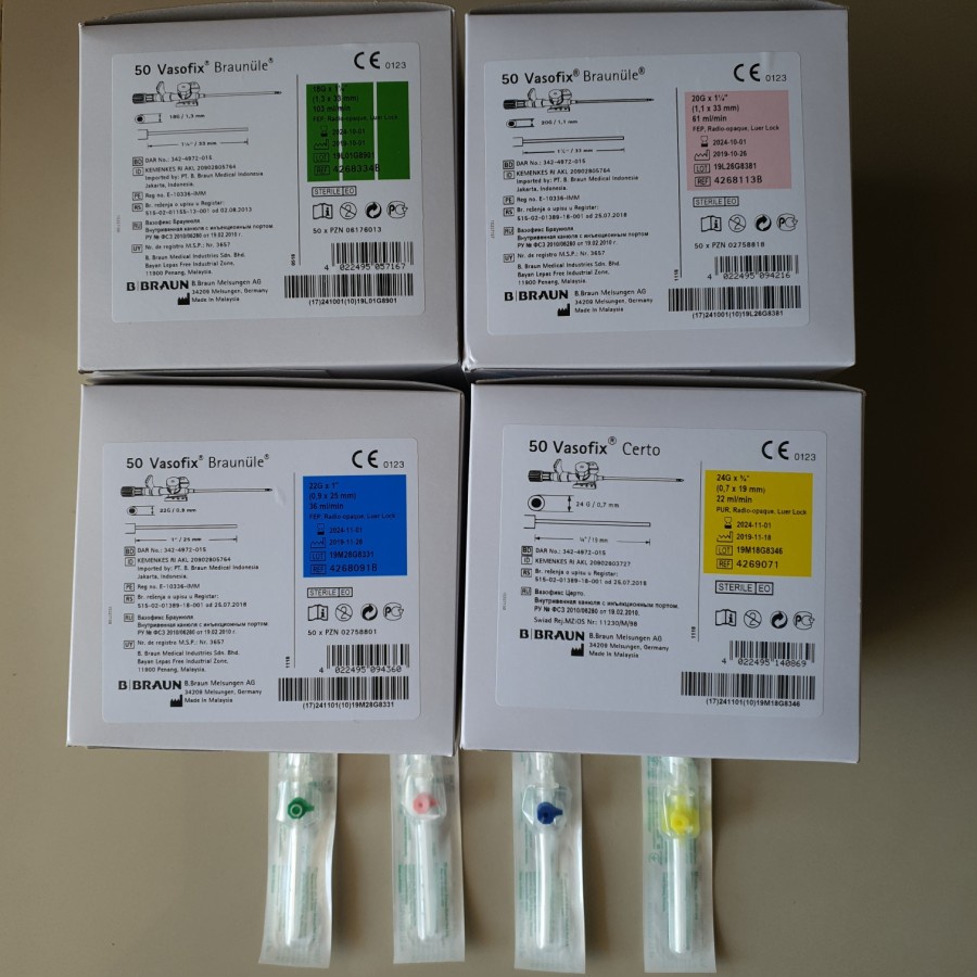Jual Vasofix B Braun / Vasofix Braunule / Vasofix Braun 18 20 22 24 G ...