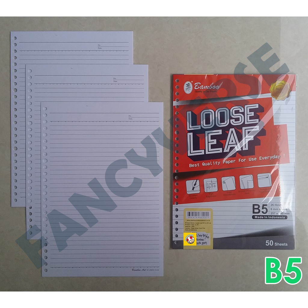 Jual Loose Leaf Binder B5 Isi 50 Lembar Putih Bergaris / Kertas Binder | Shopee Indonesia