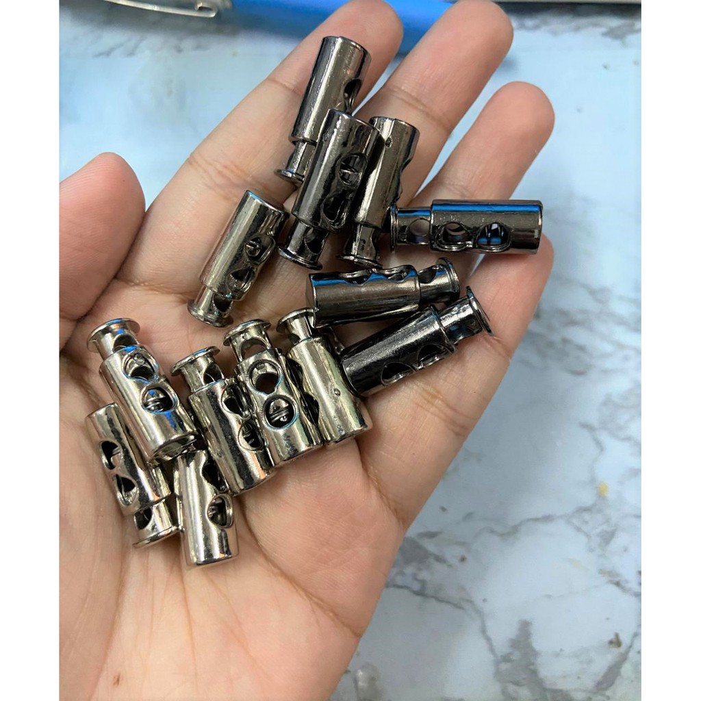 Jual 500pcs Stopper ABS BLACK NIKEL / NIKEL 2 Lubang Stoper Tali Masker ...