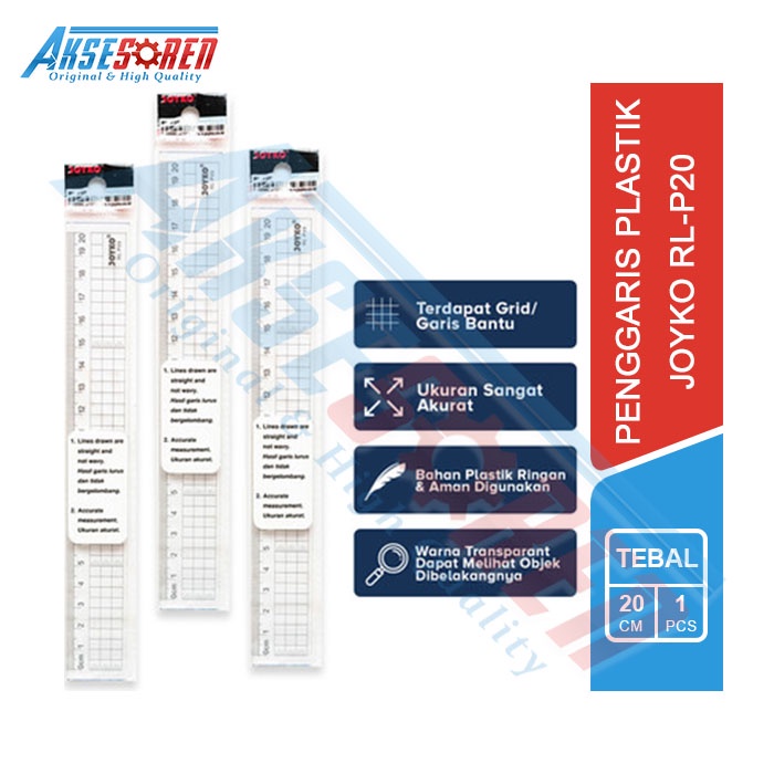 Jual PENGGARIS PANJANG JOYKO RL-P20 [20 CM/1 PCS] / PENGGARIS PLASTIK ...
