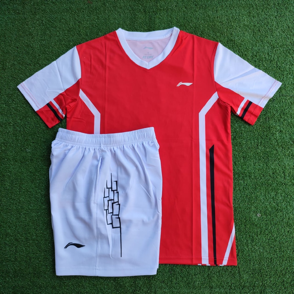 Jual Set Pakaian Olahraga Pria Wanita Baju Kaos Badminton Jersey LNG ...