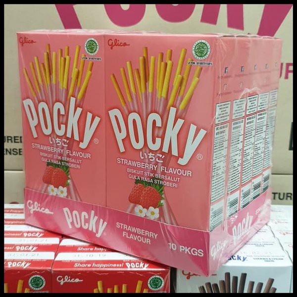 Jual [Grosir] POCKY STRAWBERRY / COKLAT / COOKIES AND CREAM 21 gram (1 ...
