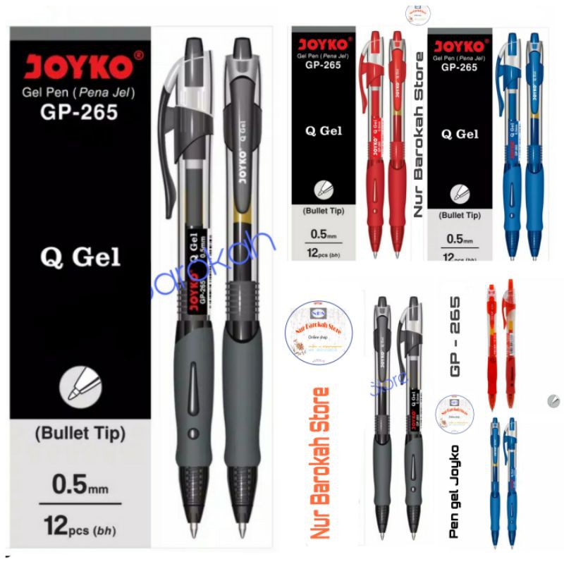 Jual Pen Gel Joyko GP-265 / GP-265AN / GP-265BN / 0,5 mm / Hitam, Merah dan Biru | Shopee Indonesia