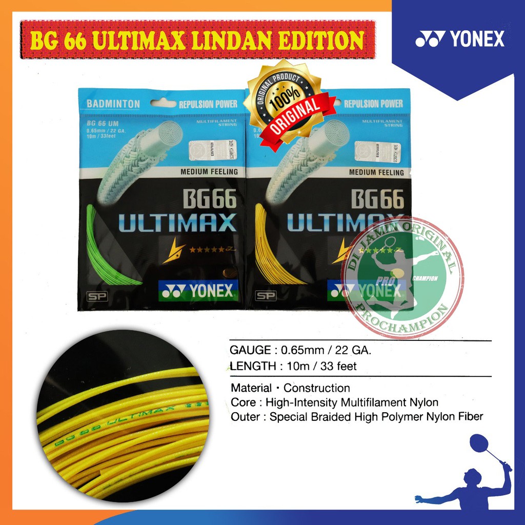 Jual Yonex Bg 66 Ultimax Special/Spesial Lin Dan Senar Badminton ...