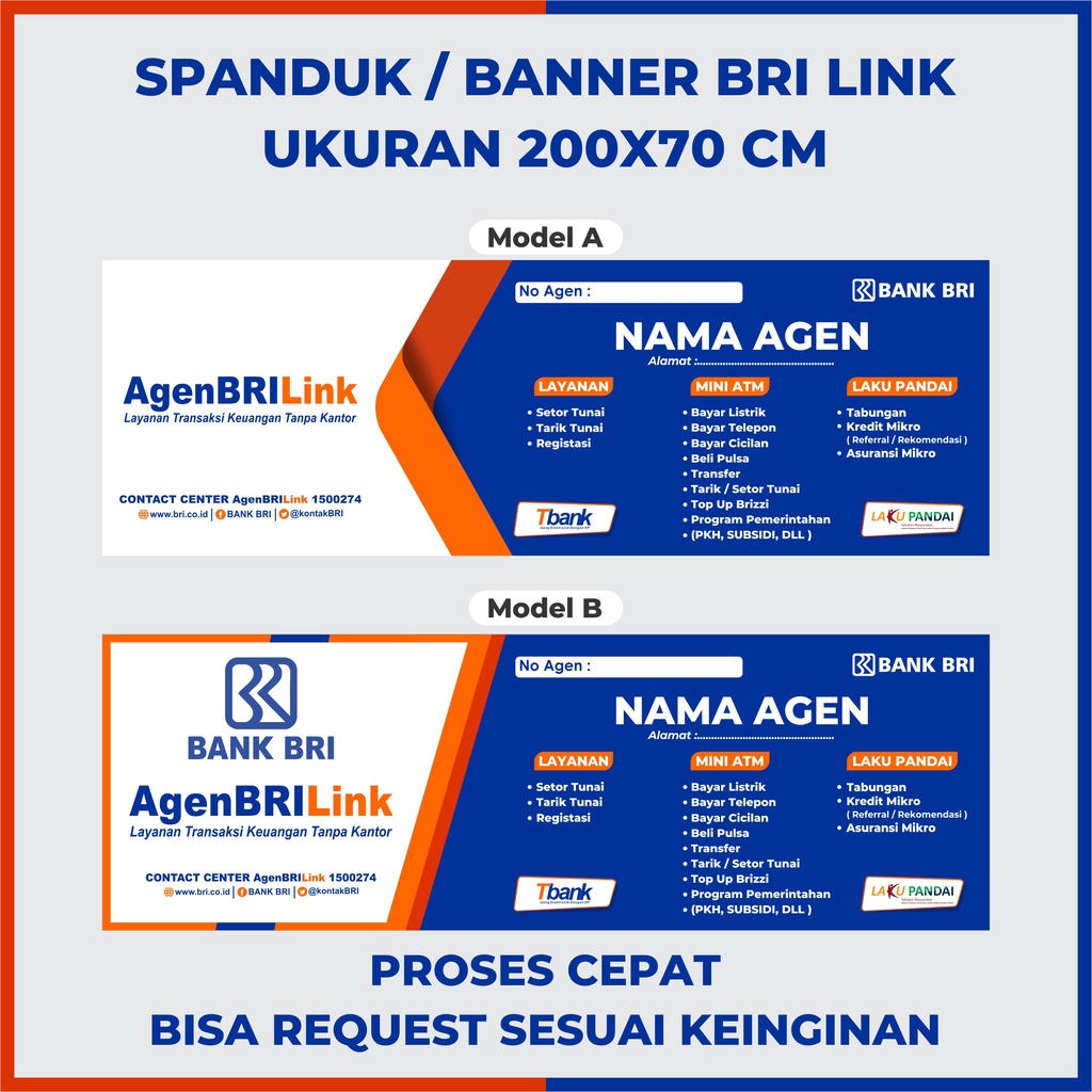 Jual Custom Banner Agen Brilink ukuran 200x70 dan 300x100 | Shopee ...