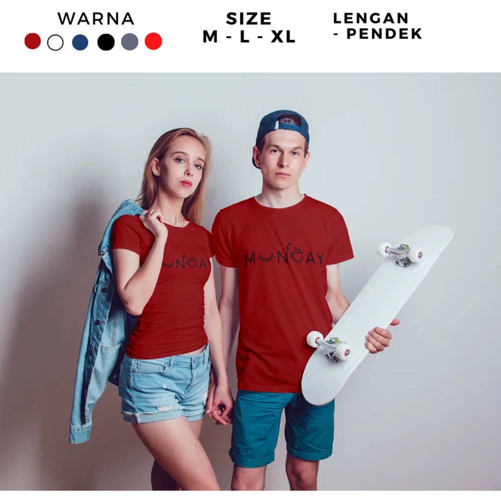 Jual sudah dapat 2 kaos munday couple merah maroon putih navy abu baju ...