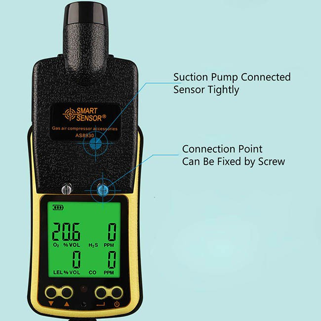 Jual Sampling Pump Smart Sensor AS8930 External for AS8900 Gas Detector 4 in 1 H2S O2 CO LEL ...