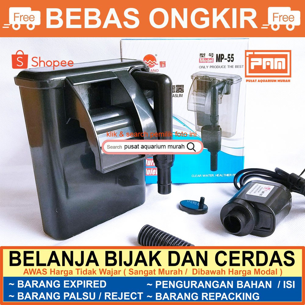 Jual Filter Gantung Akuarium HOB Yamano MP55 Mp 55 Air Bersih Ikan ...