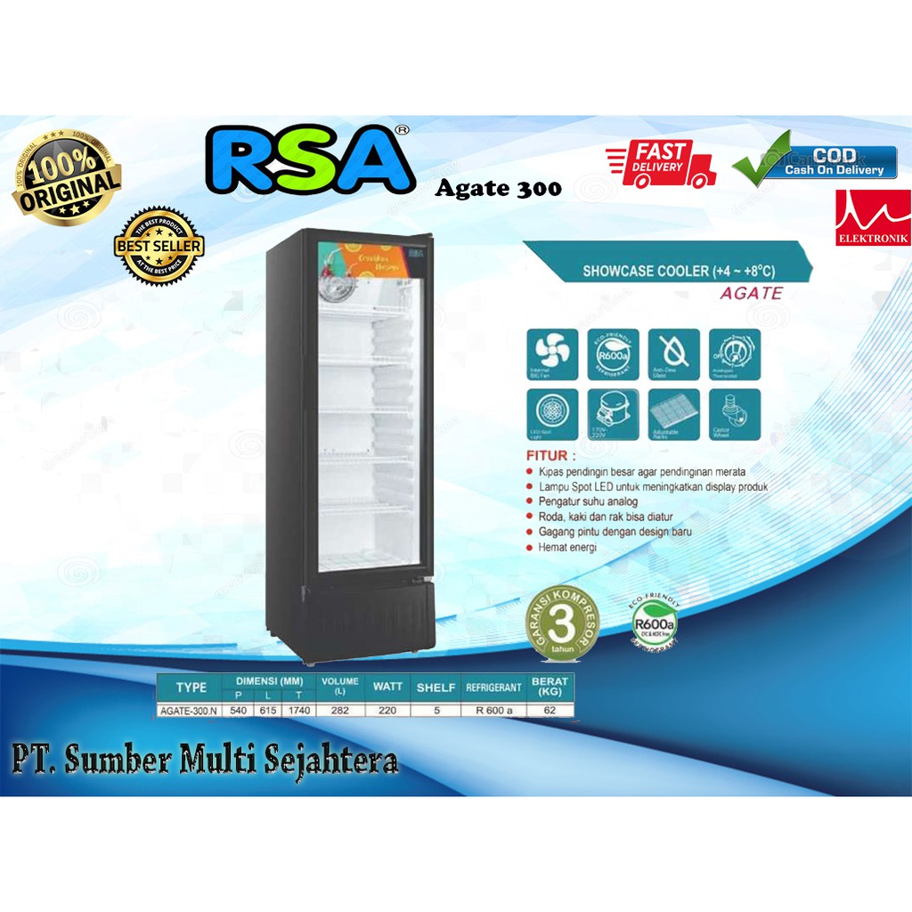 Jual SHOWCASE RSA AGATE 300 KULKAS MINUMAN 5 RAK (Agate 300 / Ruby 280 ...