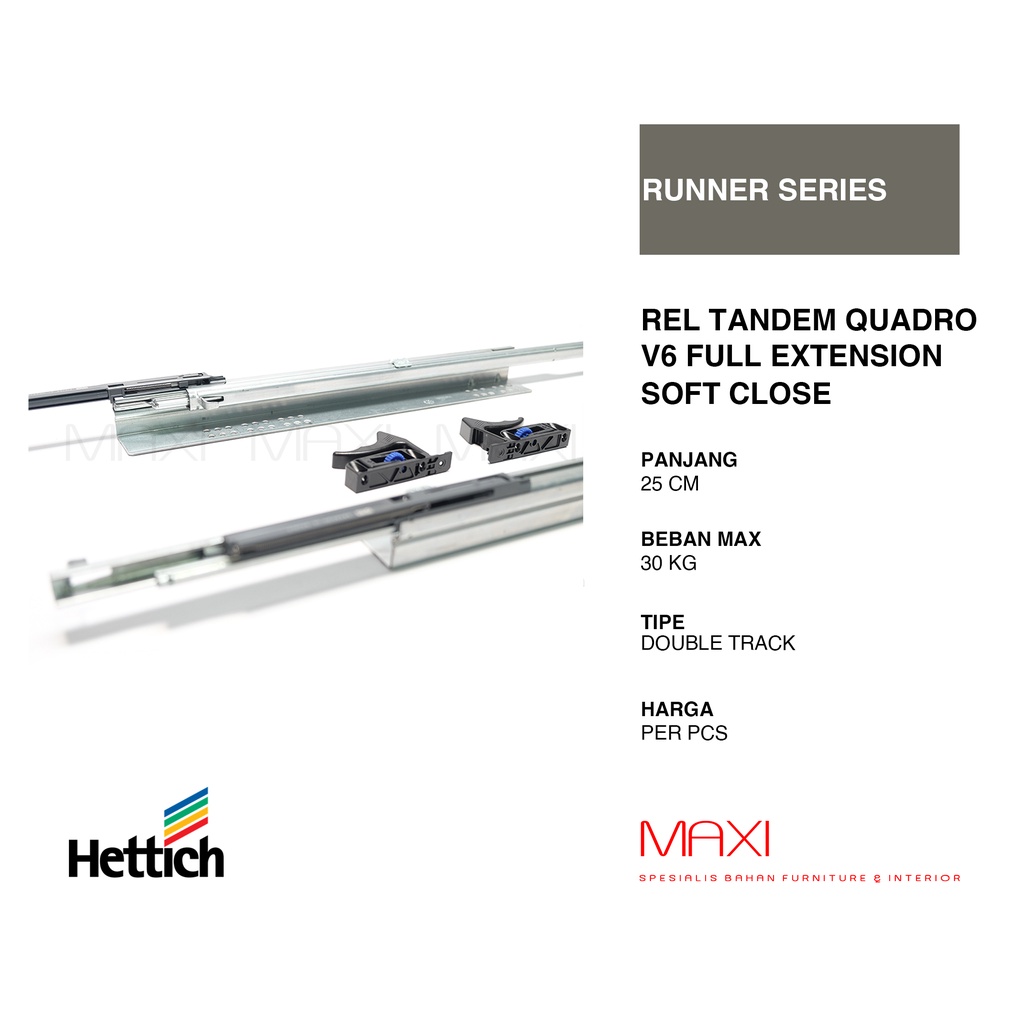 Jual REL LACI TANDEM SINGLE SLOW MOTION HETTICH 25 CM | Shopee Indonesia