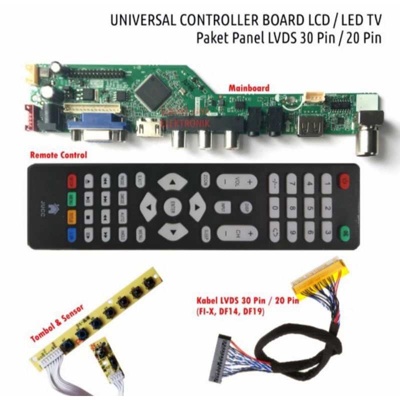 Jual Universal LED LCD TV Controller Board - Paket Mainboard LVDS 30pin ...