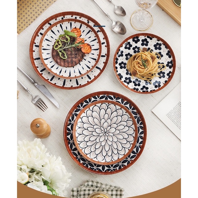 Jual Piring keramik motif bunga / Plate Ceramic | Shopee Indonesia